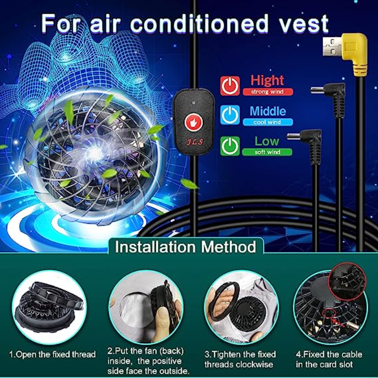 5v Usb Cooling Jacket Air Conditioner Jacket With 4 Fans Uv Resistant ...