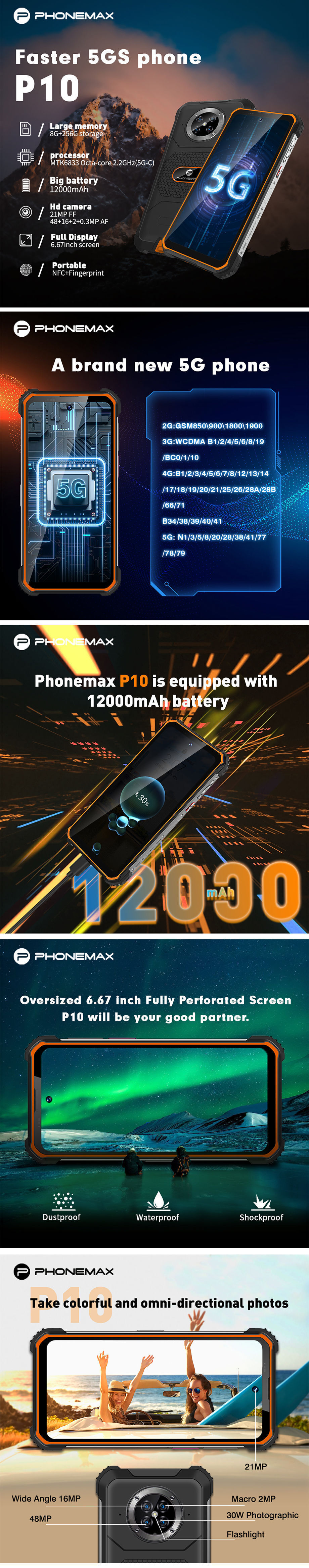 High Quality Waterproof Rugged Phone Phonemax P10 Mobile Phones 8gb ...