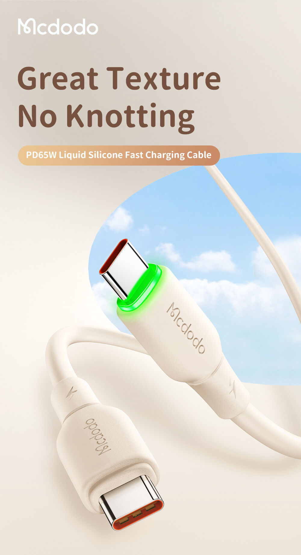 Buy Wholesale China Mcdodo 477 Pd Usb C To Usb C Silicone Cable With Led Black Beige Colorful ...