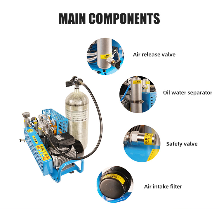 Gtour 100lpm 300bar 4500psi 2.2kw High Pressure Diving Air Compressor ...