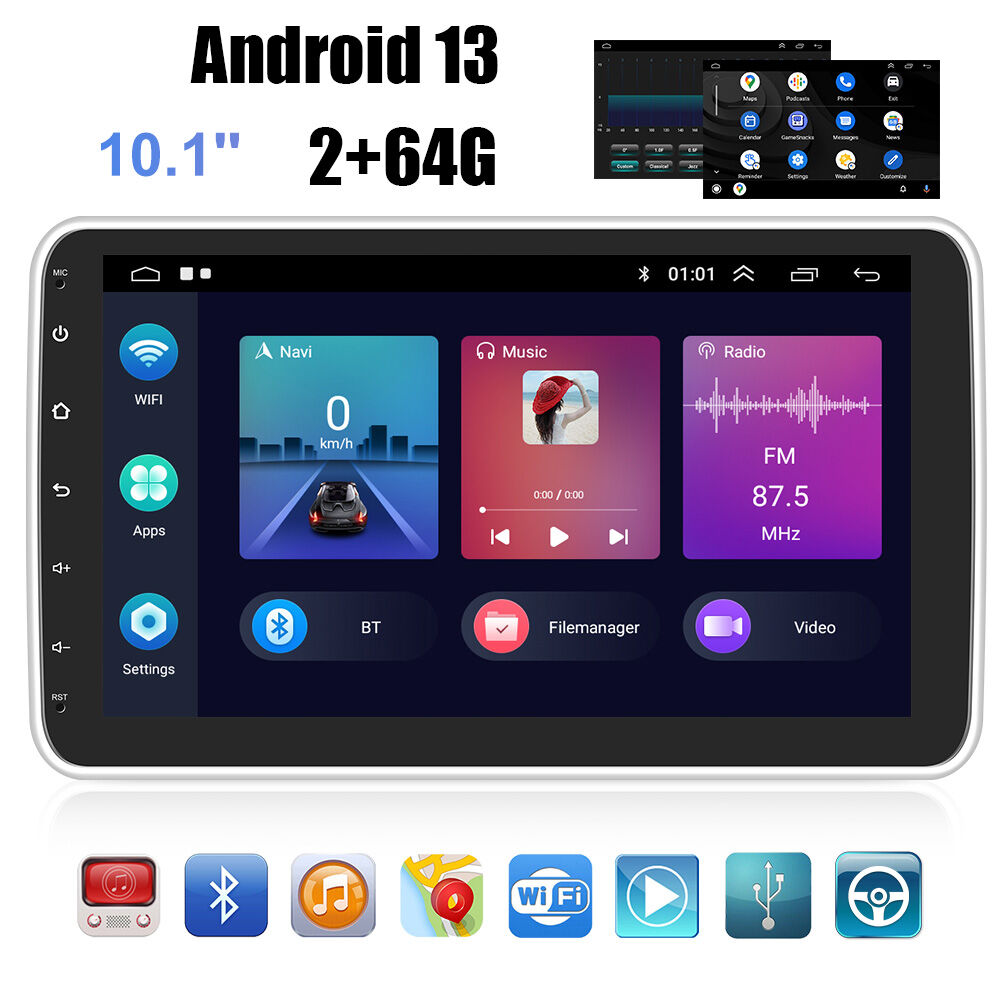 Podofo 10.1" 1 Din Android Car Radio Stereo Autoradio 360 Degree ...
