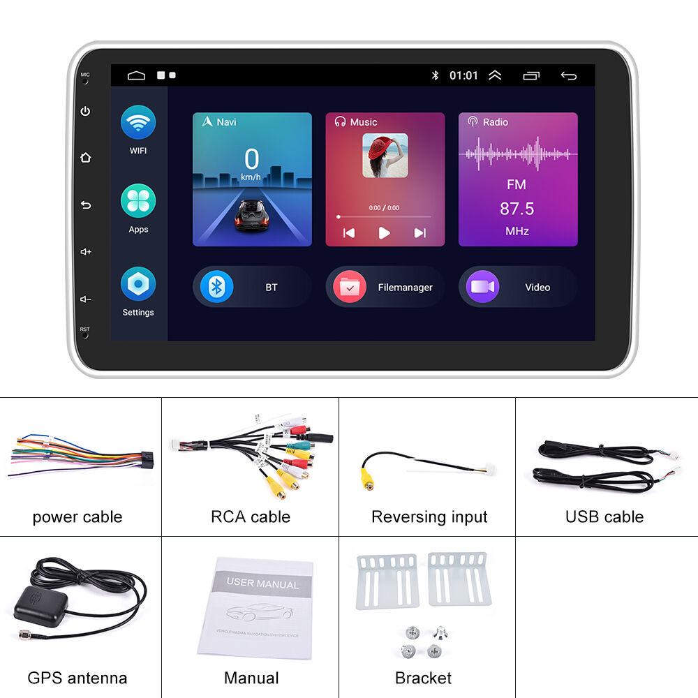 Podofo 10.1" 1 Din Android Car Radio Stereo Autoradio 360 Degree ...