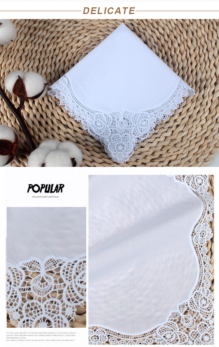 Buy Wholesale China White Premium 100% Cotton Lace Handkerchiefs ...