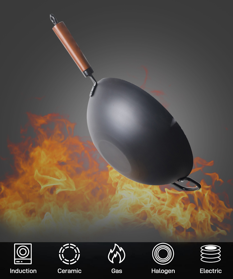 Kitchenware Cooking Nitriding Wok Chinese Traditional Steel Wok Pan ...