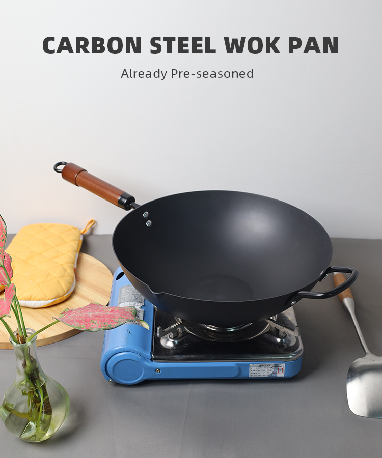 Kitchenware Cooking Nitriding Wok Chinese Traditional Steel Wok Pan ...