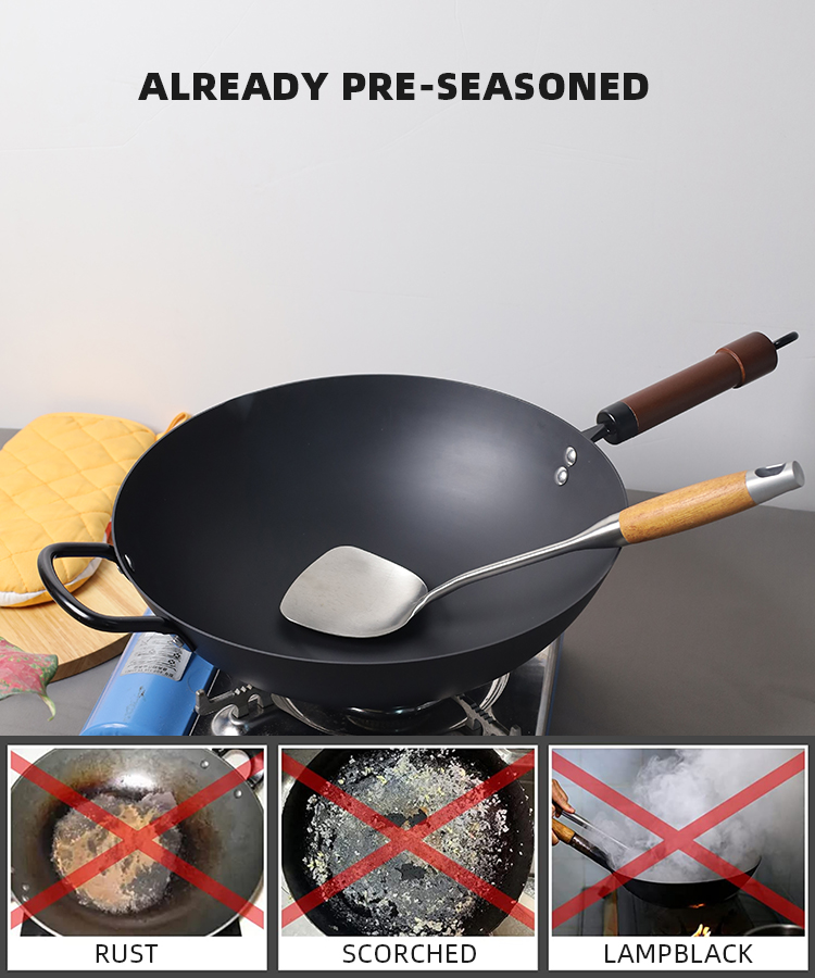 Kitchenware Cooking Nitriding Wok Chinese Traditional Steel Wok Pan ...