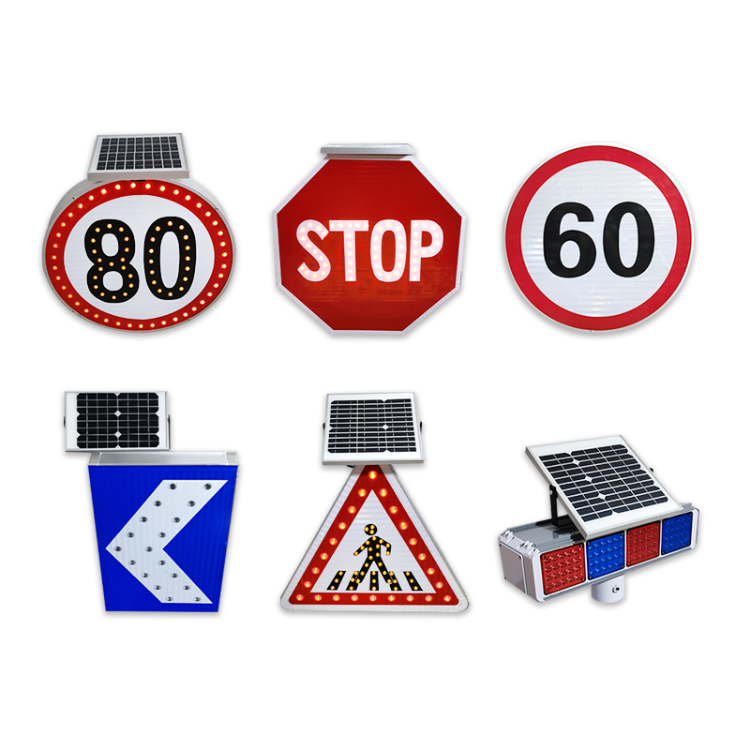 Solar Powered Road Yellow Safety Sign Signal Traffic Light Sign ...