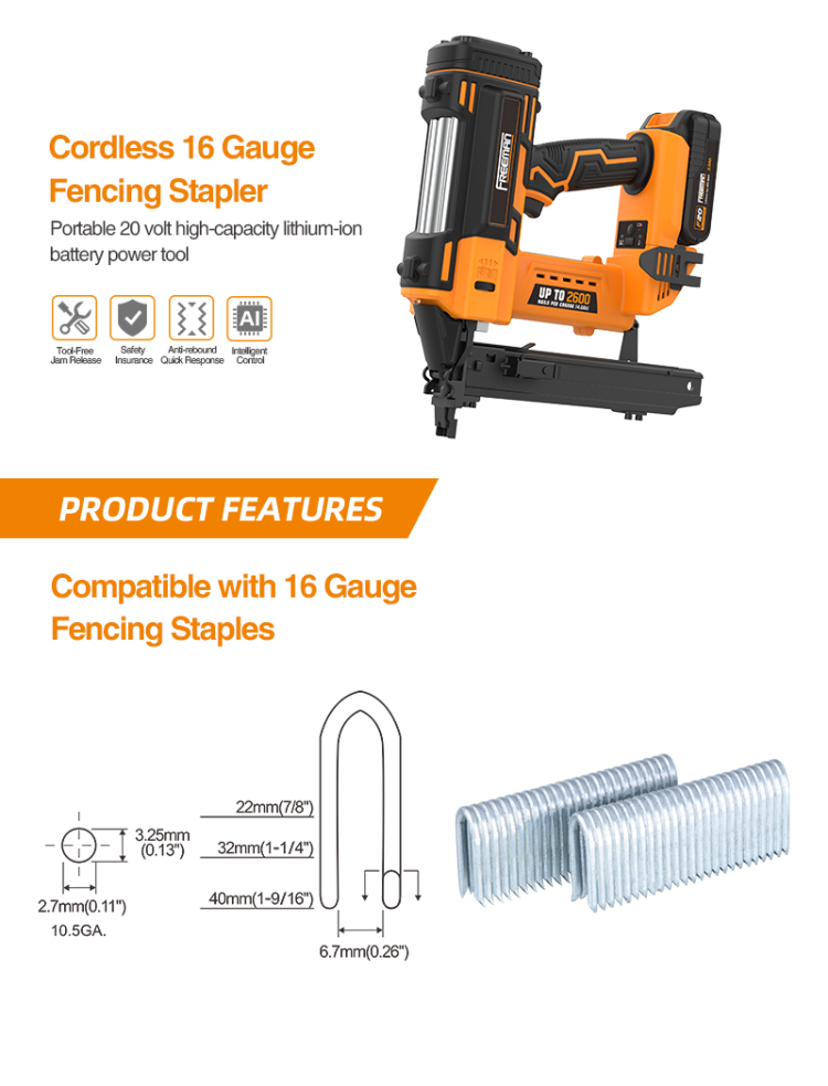 Buy Wholesale China Freeman 16 Gauge 20v Lithium-ion Battery Electric ...