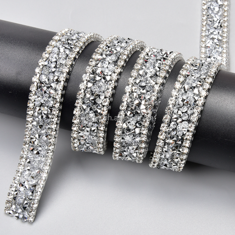 1.5cm Hot Fix Resin Rhinestone Tape Trim Bling Strass Crystal Chain ...