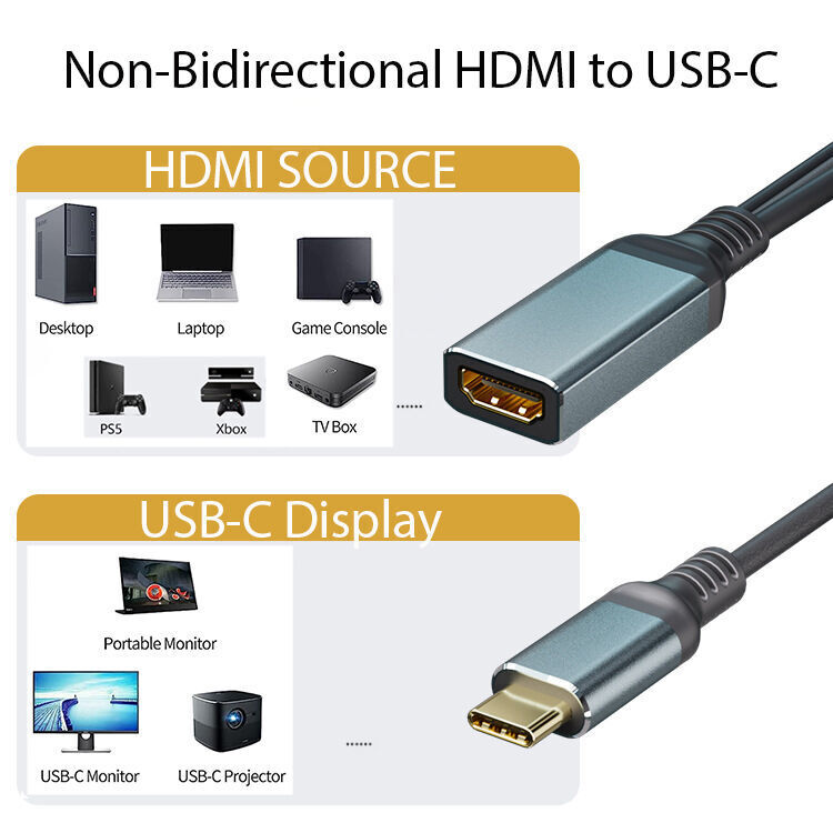 Hdtv To Usb C Cable, 4k@60hz With Usb Power Adapter,hdtv/ F To Type C ...