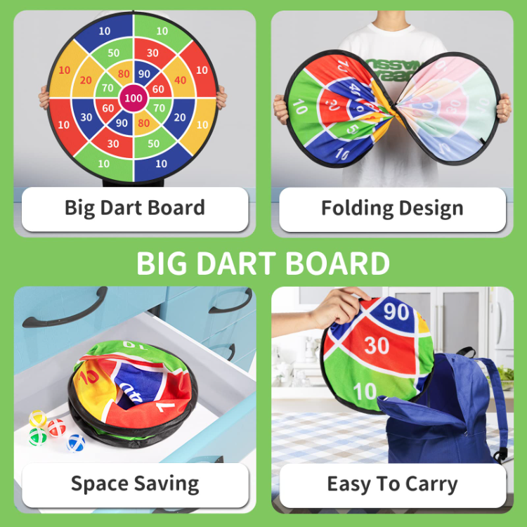 Hot Sales Kids 29" Large Dart Board With 12 Sticky Balls Outdoor Game ...