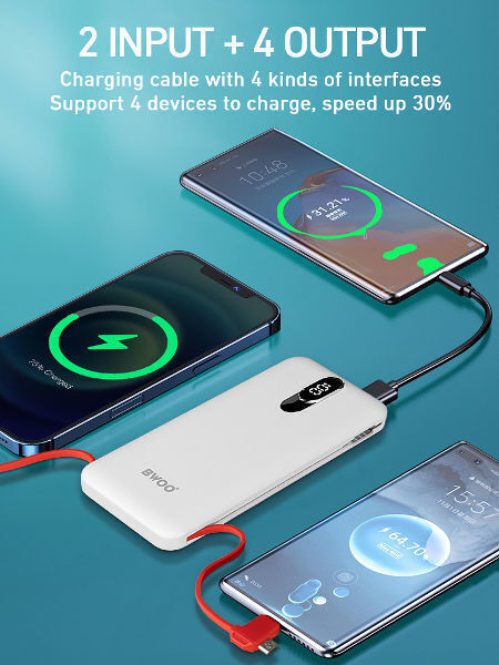 Bwoo Built In Cable Fast Quick Charge 10000mah Power Banks Mobile Phone ...