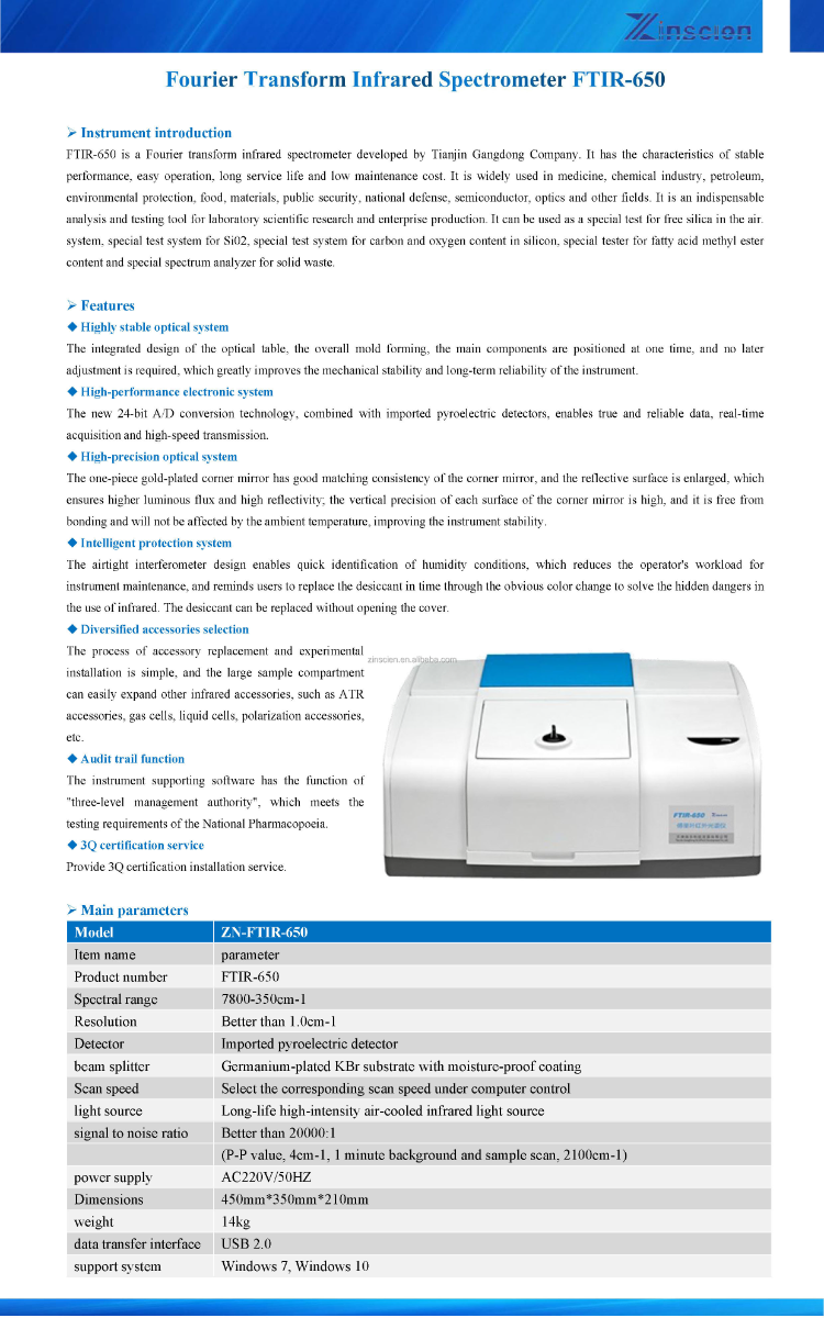 Ftir-530/650 Ft-ir Spectrometer Ftir Spectrophotometer - Explore China Wholesale Fourier ...