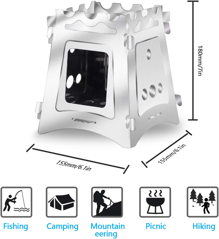 Lightweight Stainless Steel Wood Stove Outdoor Cooking Bbq Backpacking ...