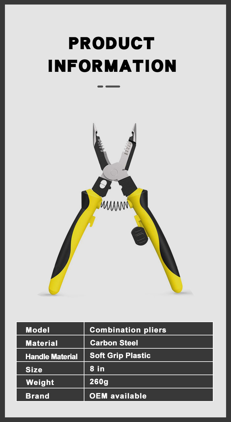 7-in-1 Multifunction Pliers 8 Inch Wire Stripper And Cable Cutter ...