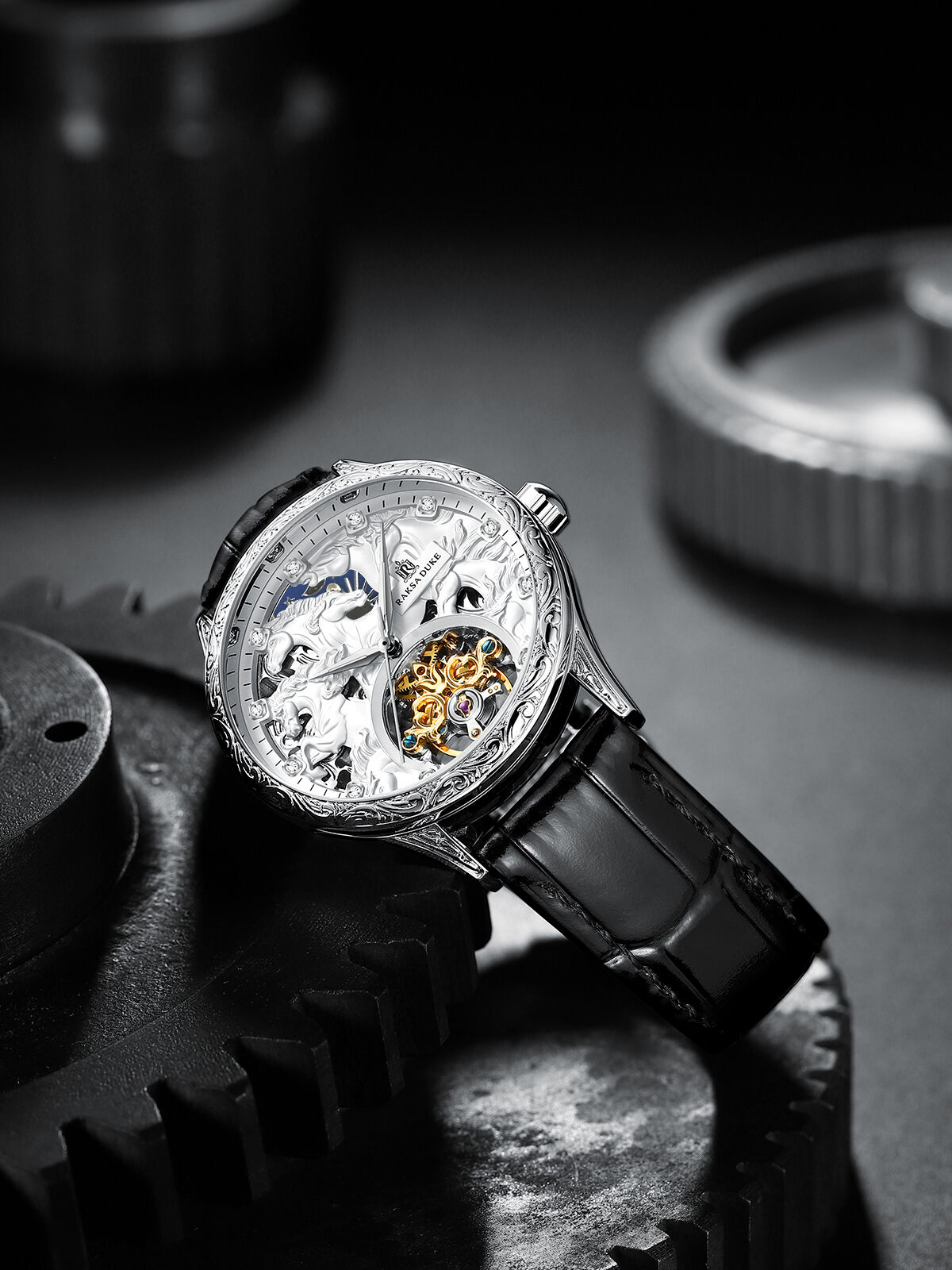 Buy Wholesale China Raksa Duke 3d Retro Leather Men's Watch Eight ...