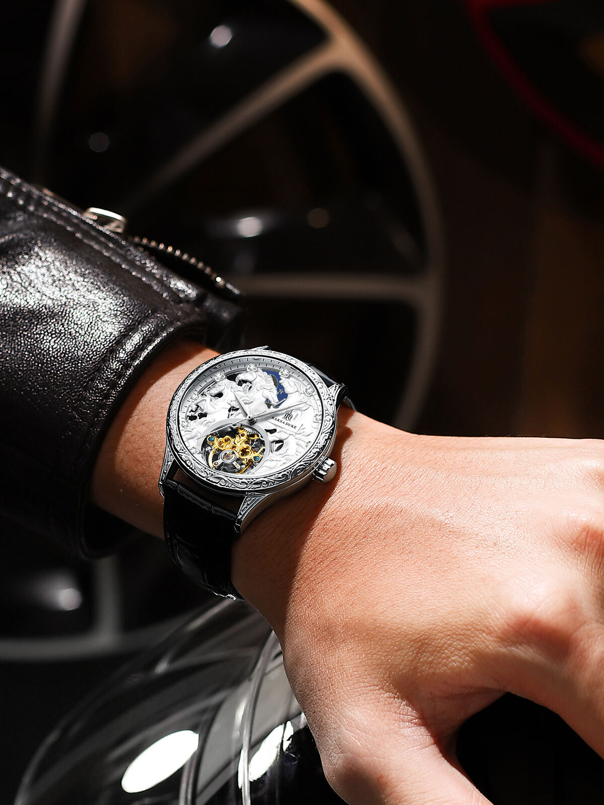 Buy Wholesale China Raksa Duke 3d Retro Leather Men's Watch Eight ...