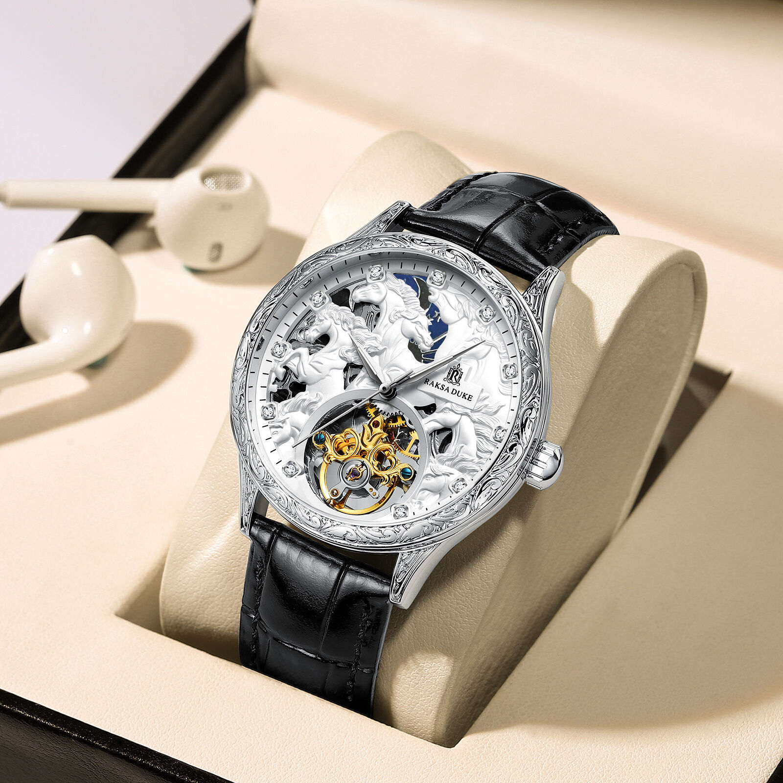 Buy Wholesale China Raksa Duke 3d Retro Leather Men's Watch Eight ...