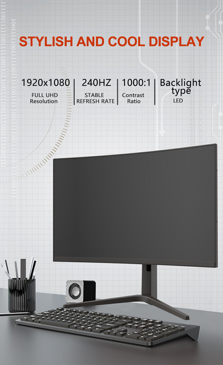 Custom Size Gaming Monitor 27inch 1920x1080 With 240hz Led Gaming ...