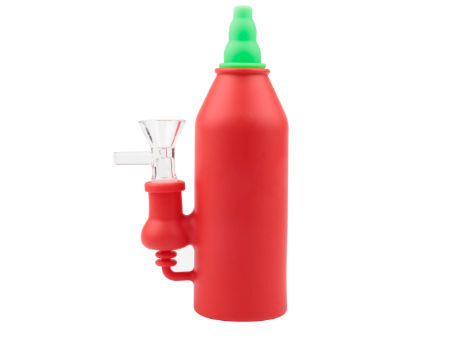 Wholesale 6.5" Silicone Sriracha Bottle Red Silicone Smoking Pipe ...