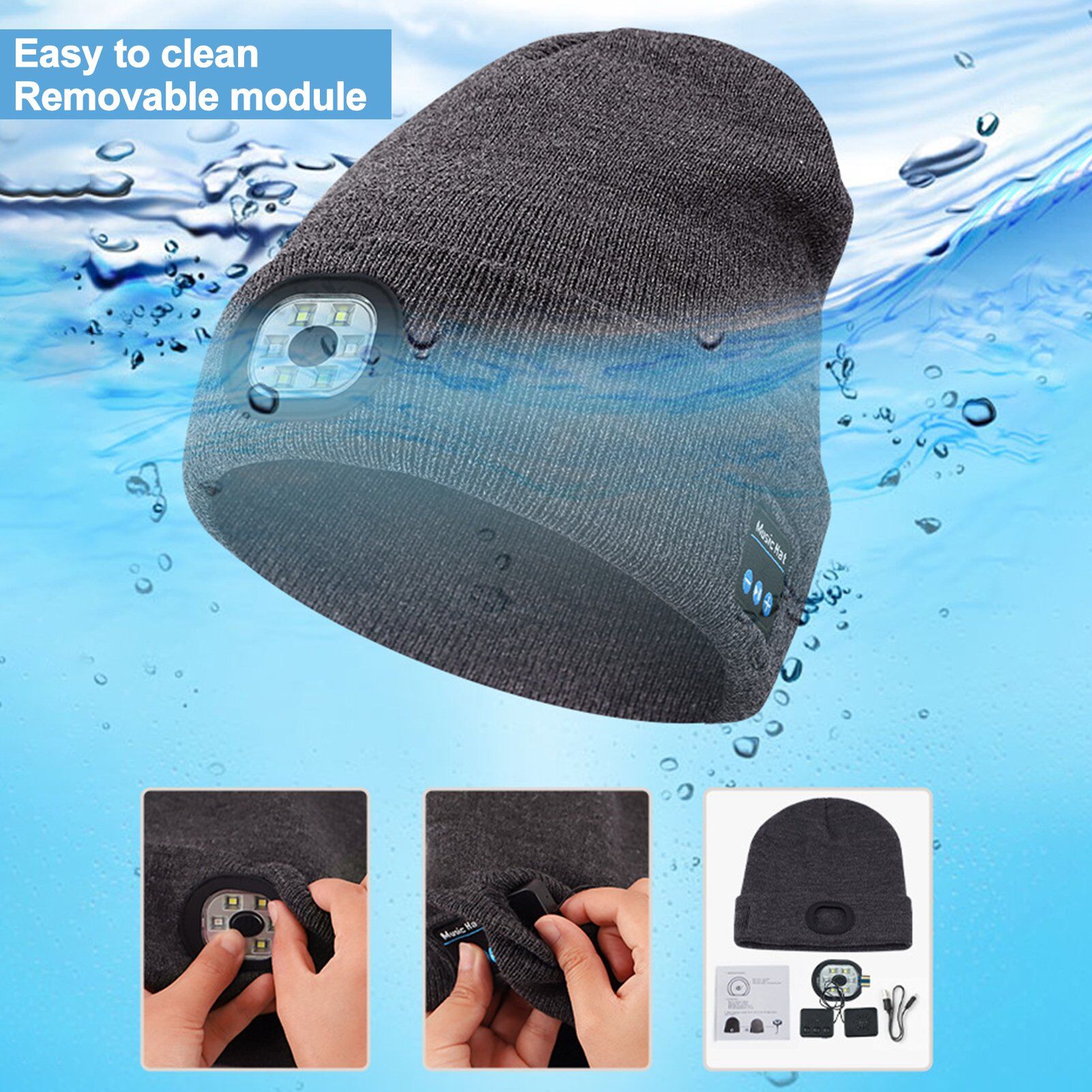 Buy Wholesale China Tws Compatible Led Hat Winter Warm Cap Knitted ...