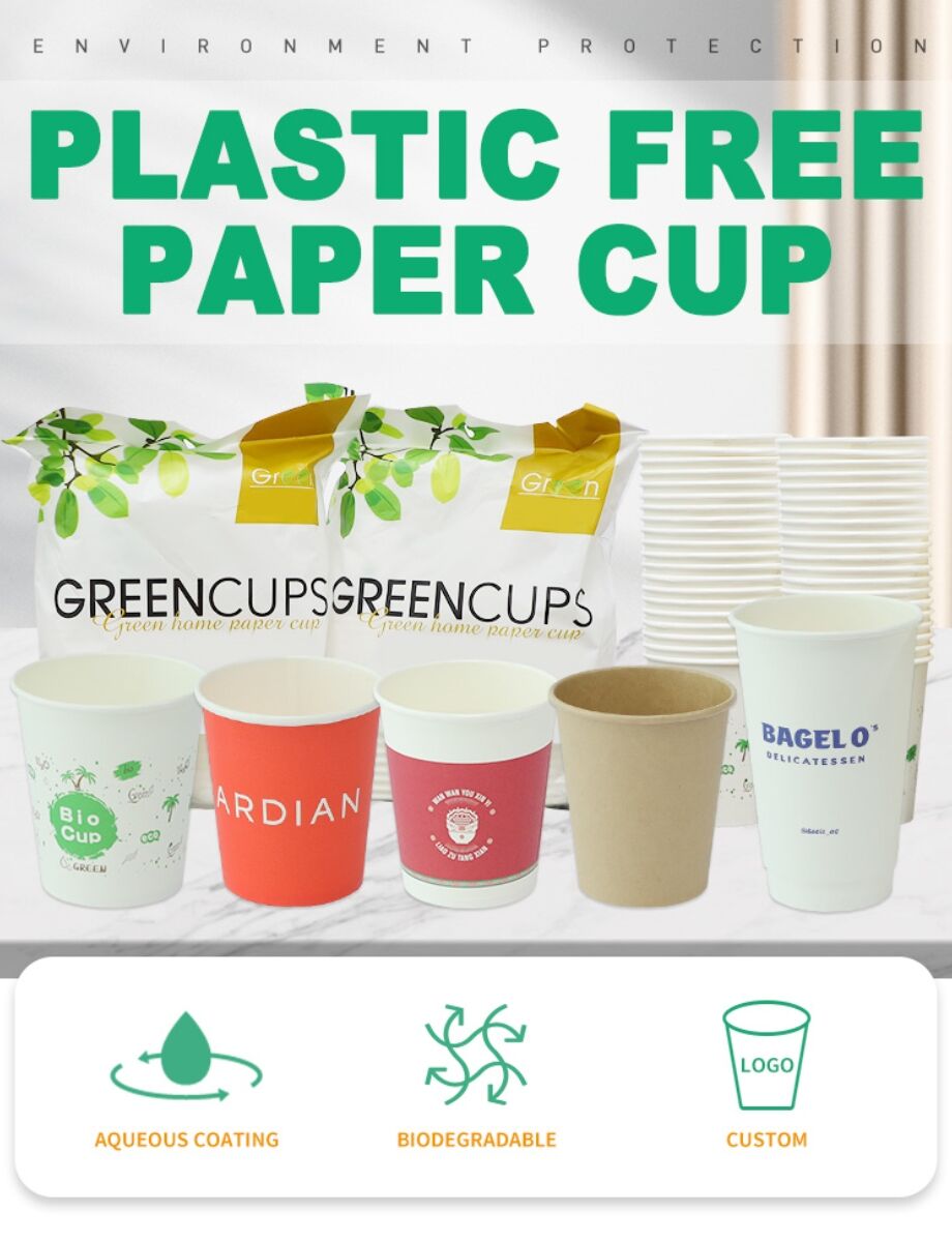 8oz/12oz/16oz Plastic Free Single/double Wall Paper Cups Water-based ...