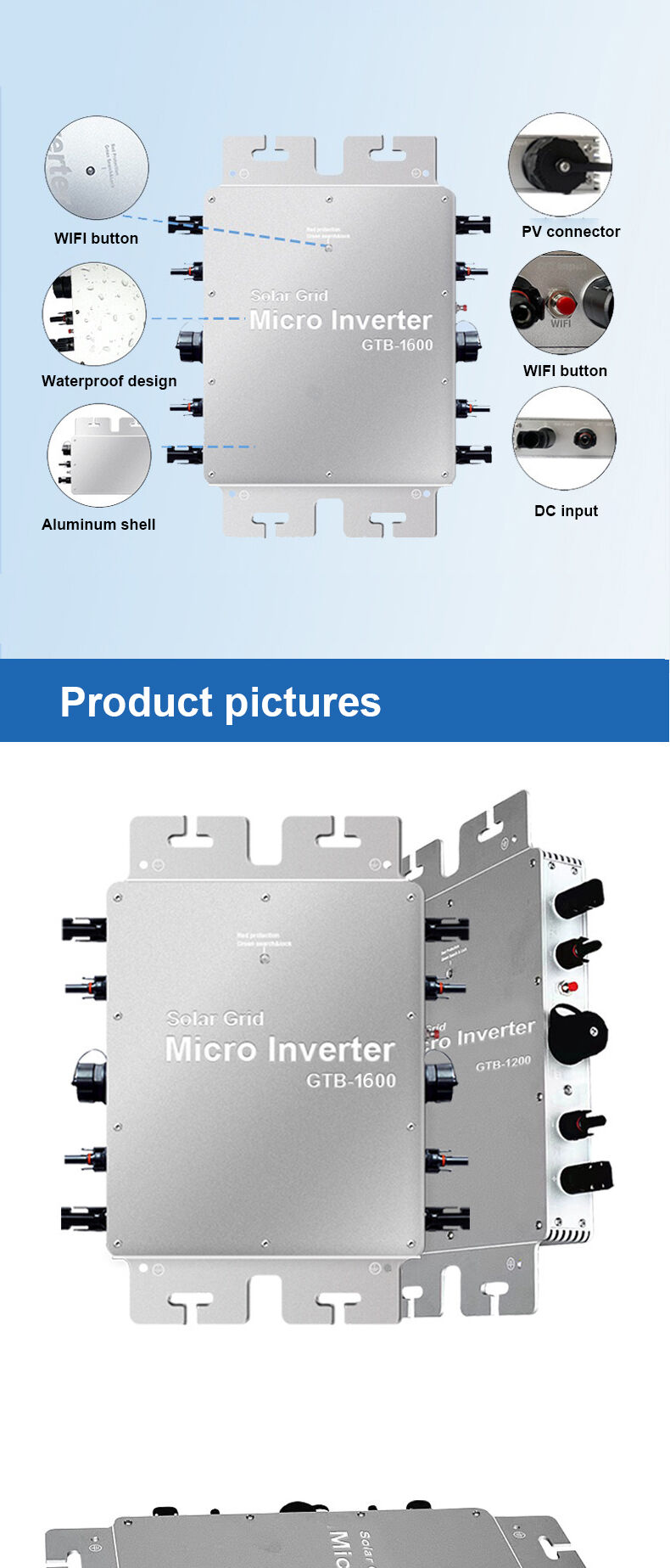 Buy Wholesale China Gtb 1200w Micro Inverter Pure Sine Wave Solar ...