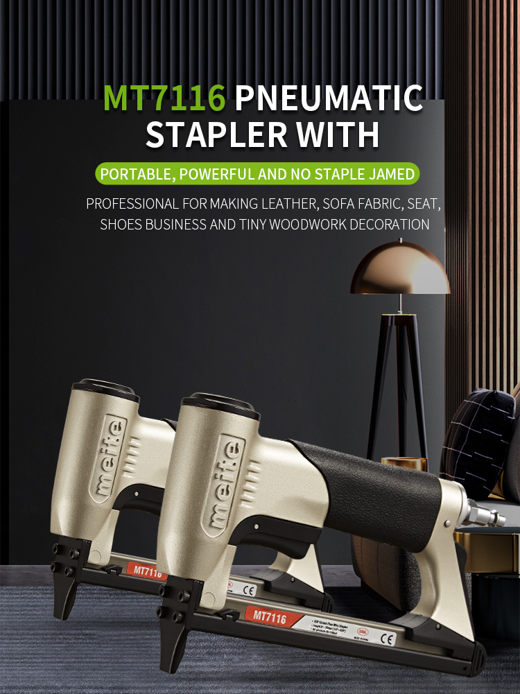 7116 Pneumatic Stapler One Hand Operation Upholstery Furniture 22ga 3/8 ...