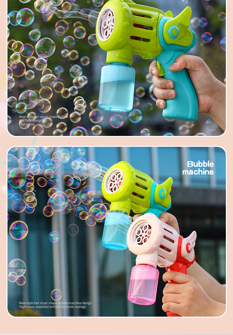Zille Kids Electric Five-hole Angel Wings Bubble Gun With Bubble Solution Cute Shape Bubble ...