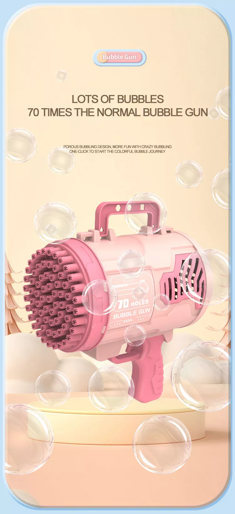 69 Holes Electric Bazooka Bubble Gun Toy Large Number Bubble Making Machine Children Summer ...