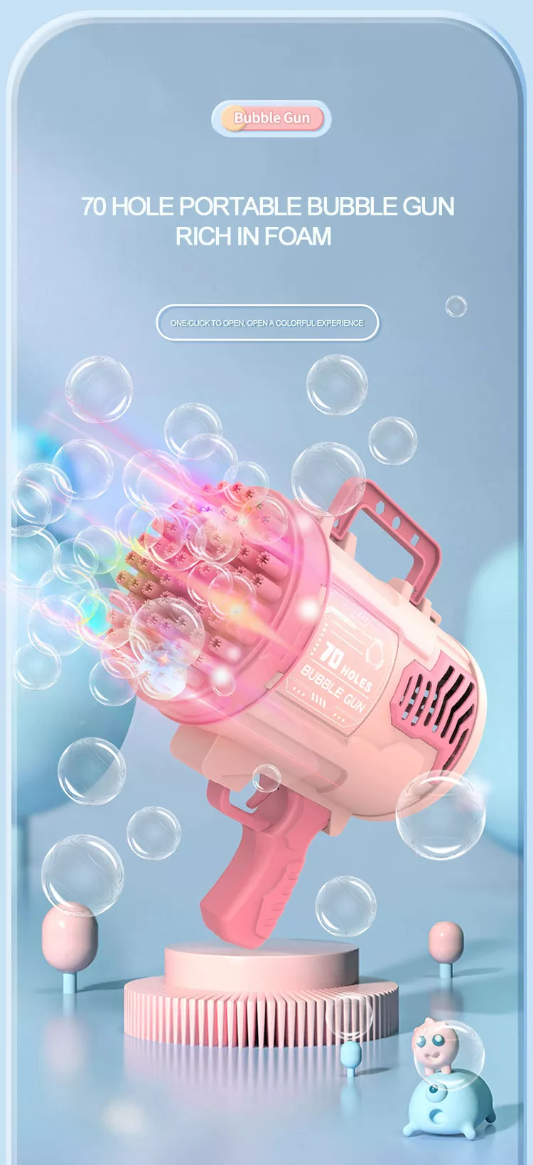 69 Holes Electric Bazooka Bubble Gun Toy Large Number Bubble Making Machine Children Summer ...