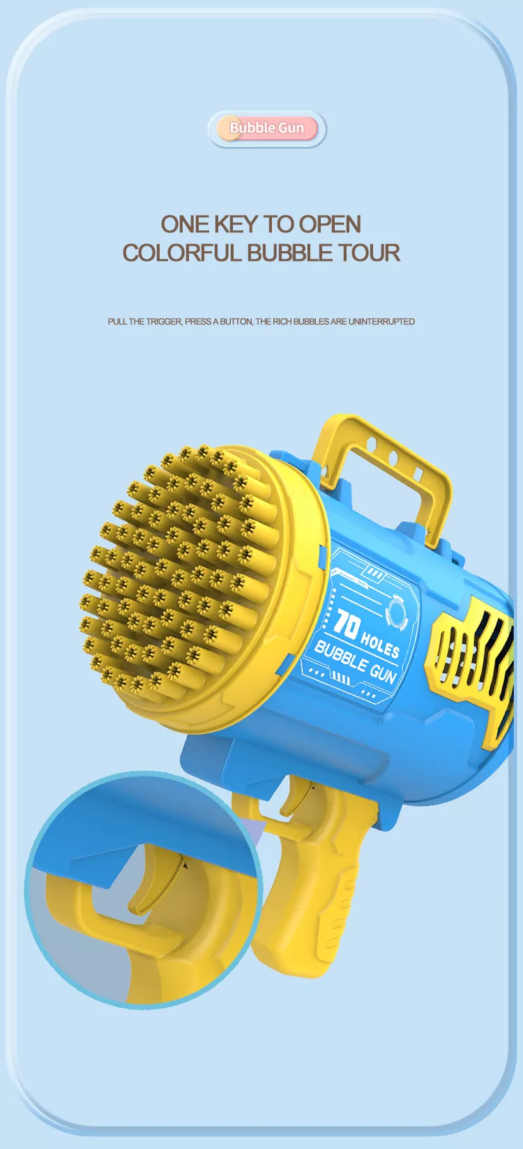 69 Holes Electric Bazooka Bubble Gun Toy Large Number Bubble Making ...