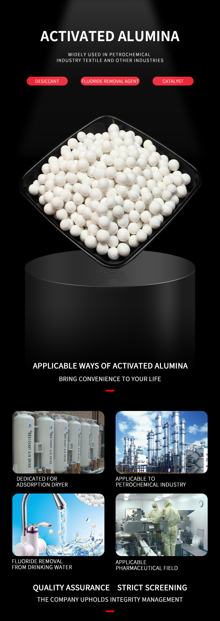 Sample Free 8*14 Mesh Activated Alumina Ball Adsorbent / Desiccant ...