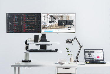 Buy Wholesale China Silver Dual Monitor Mount Arm W/ Keyboard Tray ...