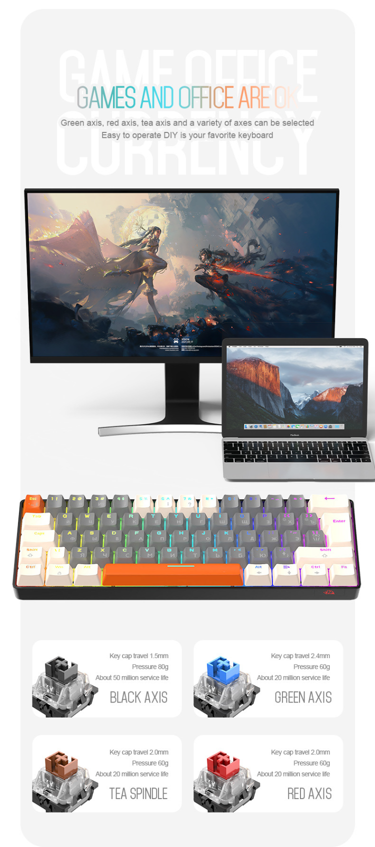 Buy Wholesale China Free Wolf T60 Mechanical Keyboard Color Matching ...