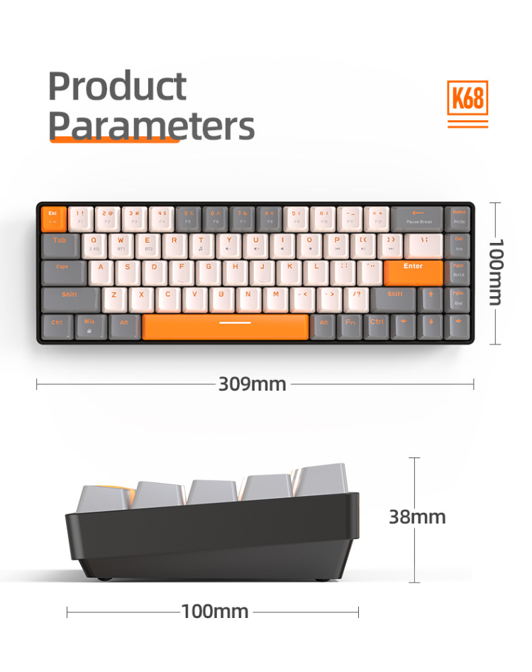 Buy China Wholesale 2.4g/bt5.0 Wireless Gaming Mechanical Keyboard 68 ...