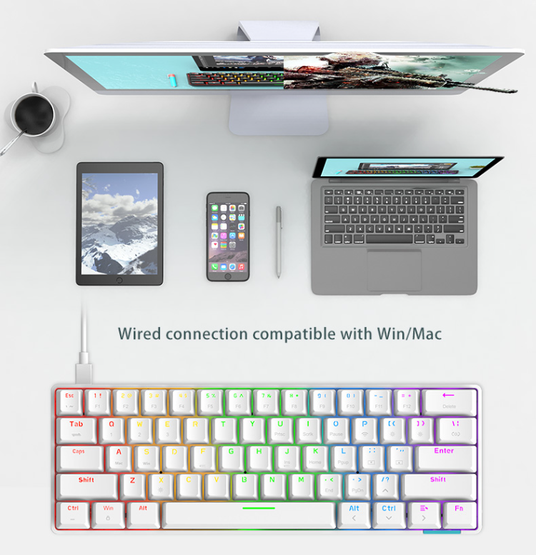 Buy Wholesale China Ajazz Stk61 Oem 61 Keys Wired Gaming Keyboard Led ...