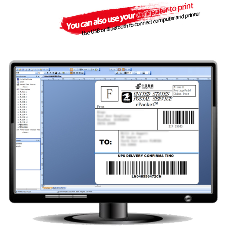 Factory Direct Sale 80mm Label Printer With Biue Tooth Portable Thermal ...