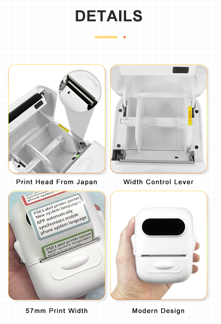 Manufacturer Mini Thermal Label Printer Portable Wireless 12-50mm ...
