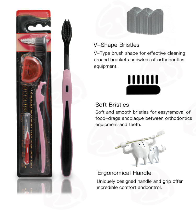 Different Models Dental End Tuft V Shaped Orthodontic Toothbrush With ...
