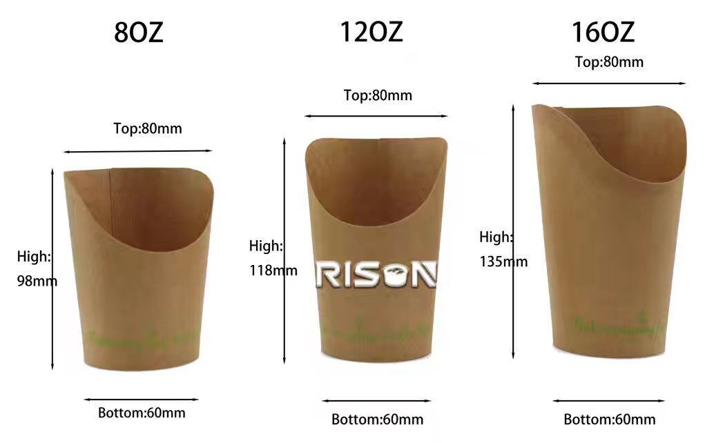 Brown Kraft Chip French Fries Holder Disposable Paper Charcuterie Cup ...