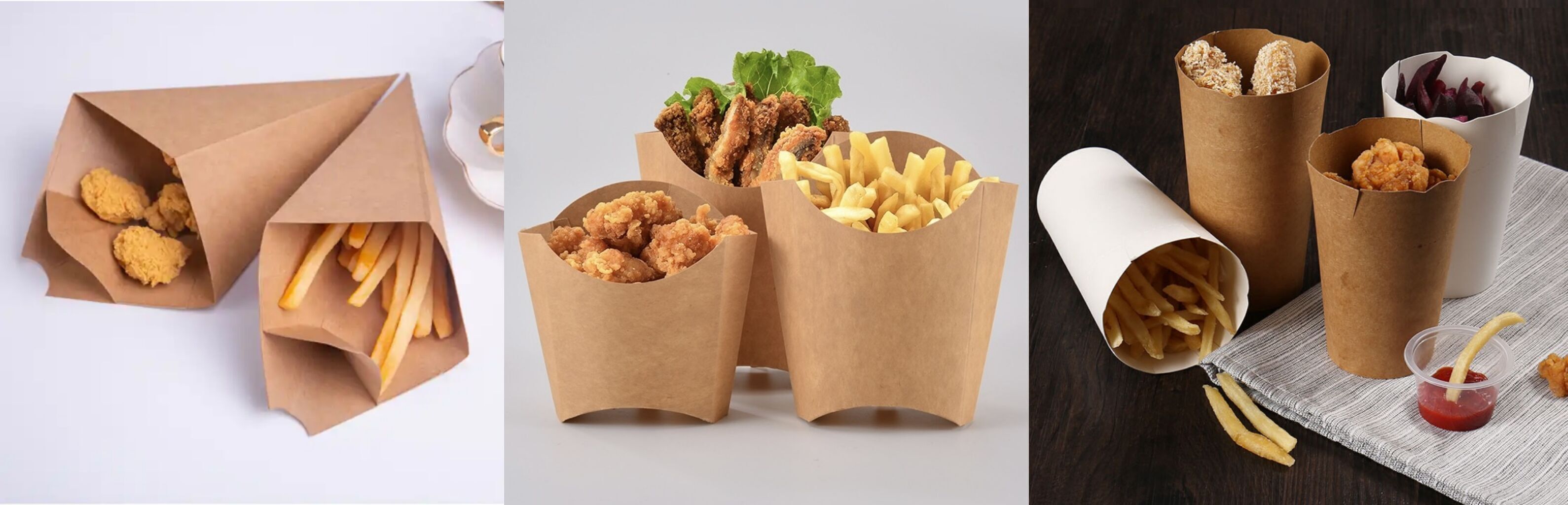 Brown Kraft Chip French Fries Holder Disposable Paper Charcuterie Cup ...