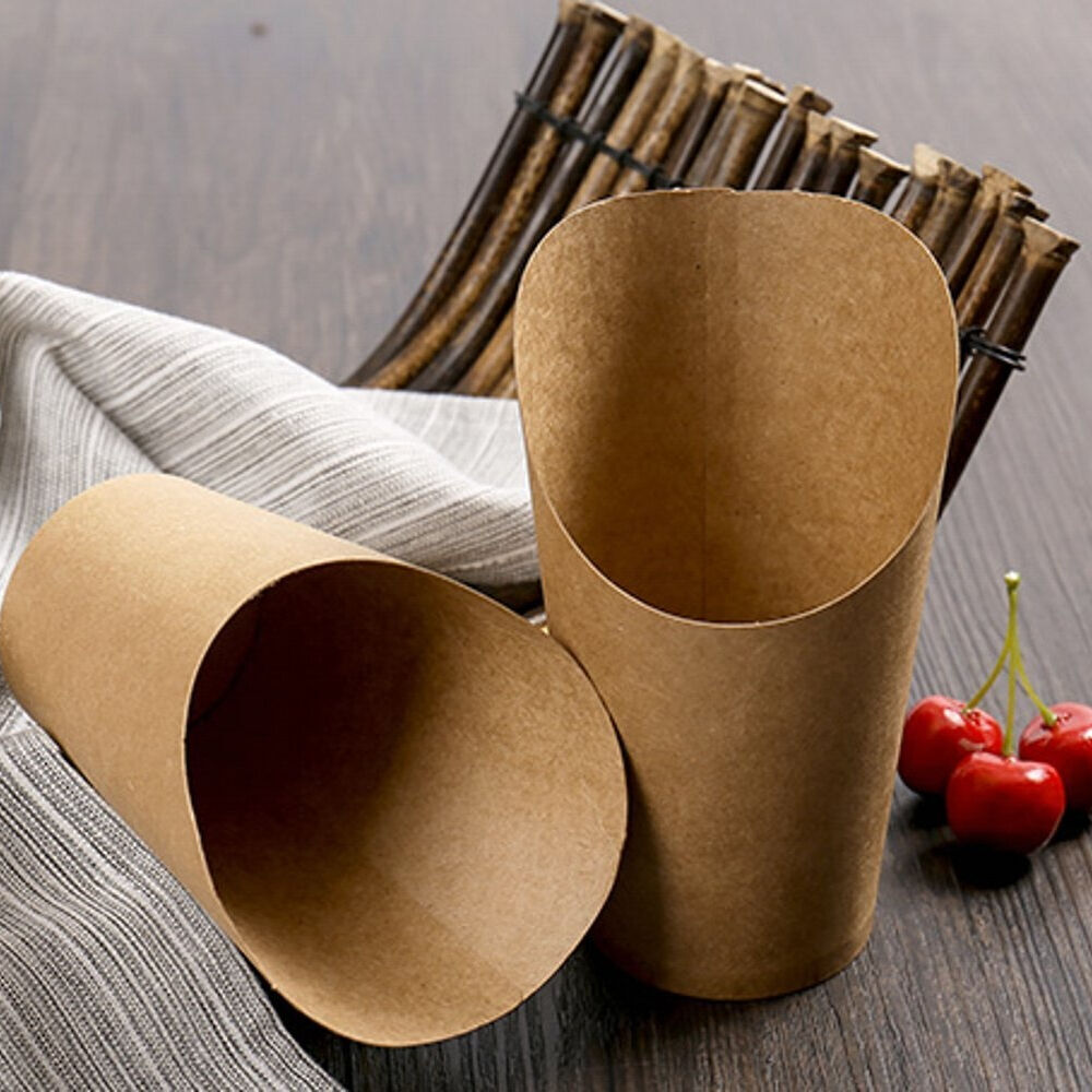 Brown Kraft Chip French Fries Holder Disposable Paper Charcuterie Cup ...
