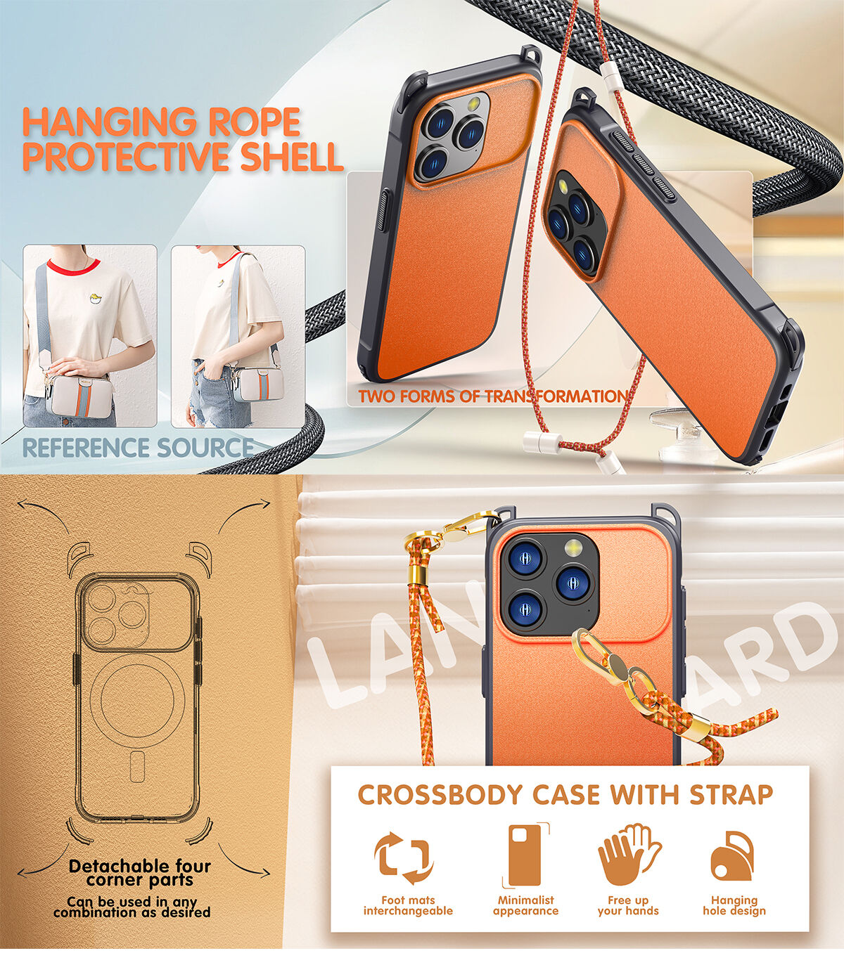 Buy Wholesale China Factory Crossbody Strap Phone Case,detachable Hole ...