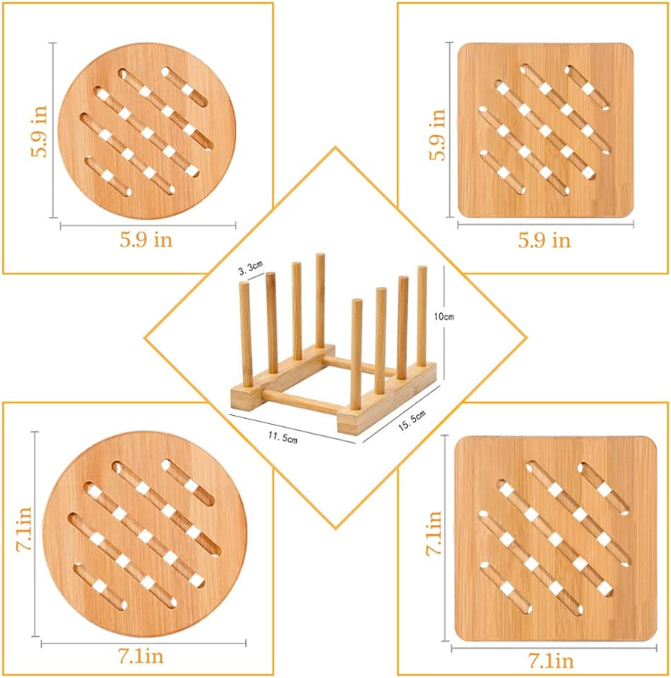 Buy Wholesale China Bamboo Hot Pads Trivet With Non Slip Heat Resistant ...