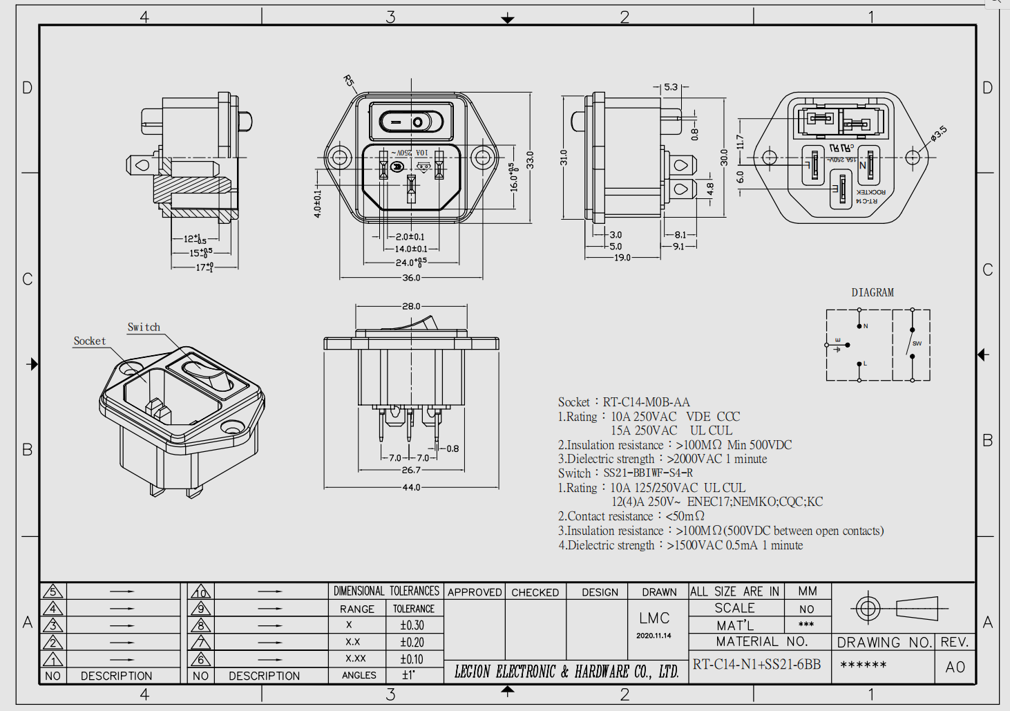 Buy Wholesale China Ac Power Socket,rocker Switch， Ul, Cul, Vde, Semko ...