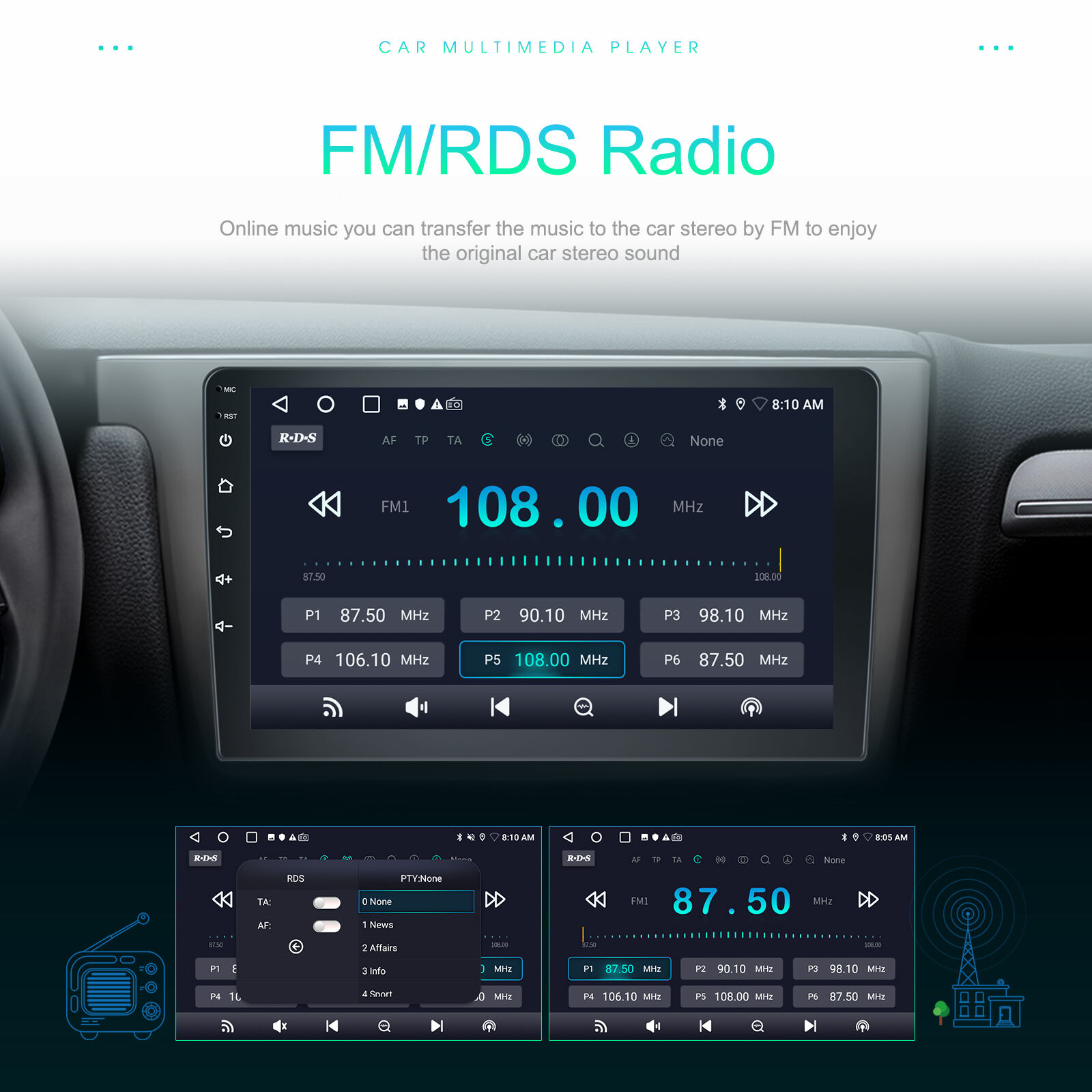Buy Wholesale China Podofo 10'' 2+32gb Android 13 Carplay Android Auto ...