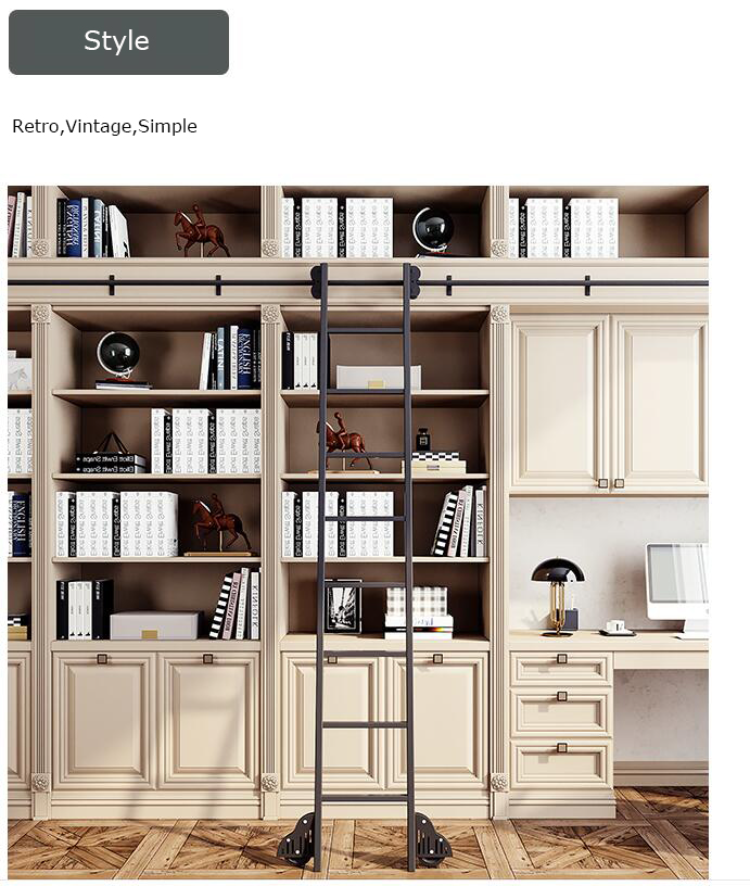 Library Ladder Hardware 4m Steel Sliding Bookshelf Ladder Hardware Kit ...