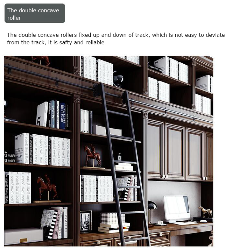 Library Ladder Hardware 4m Steel Sliding Bookshelf Ladder Hardware Kit ...