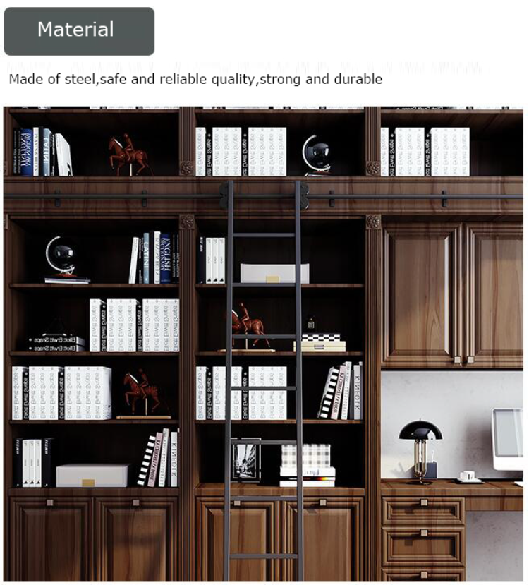 Library Ladder Hardware 4m Steel Sliding Bookshelf Ladder Hardware Kit ...